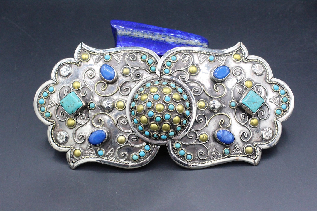 Turkmen Pair Wing Shape Belt Buckle, Turkmen Tribal Belt Buckle ...