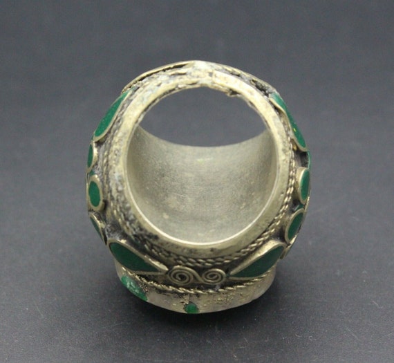 Vintage Afghan Alpaka Ring, Enamel Ring, Tribal Boho … - Gem