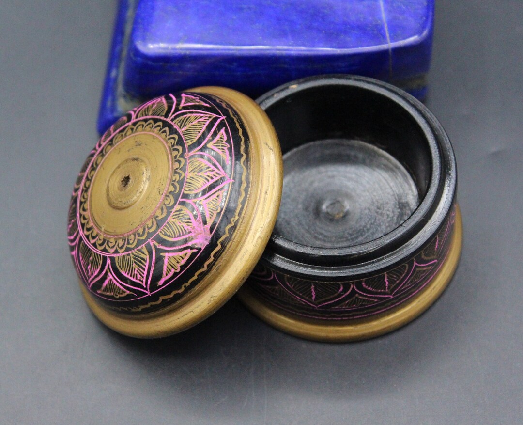 Beautiful Afghan Spice Box Wooden Dome Lid Box, Colorful Paint Tribal ...