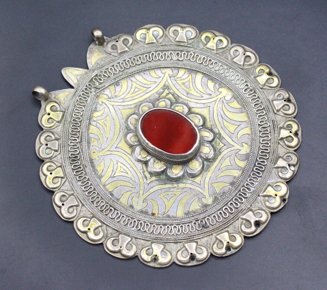 Turkmen Jewelry, Beautiful Turkman Silver Carnelian Stone Pendant ...