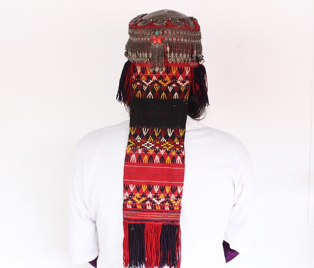Turkmen Traditional Silver Long Hat, Tribal Costuming Hat, Silver ...