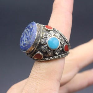 Vintage Afghan Ring, Arabic Scripture Intaglio Belly Dance Ring, Tribal ...