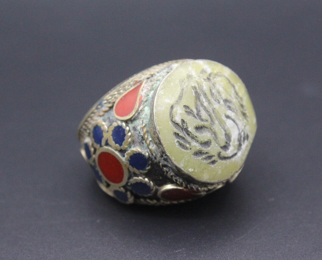 Vintage Afghan Ring, Arabic Scripture Intaglio Belly Dance Ring, Tribal ...