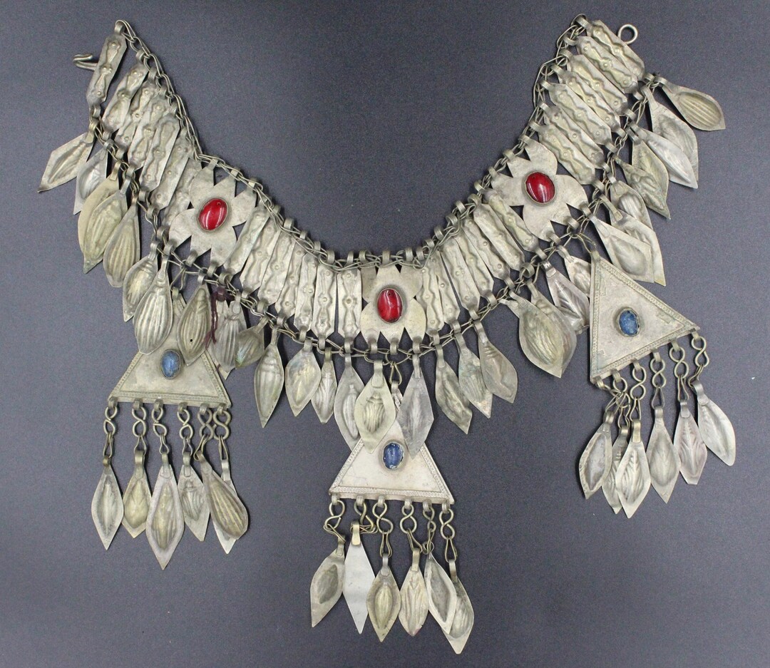 Vintage Turkmen Alpaka Headpiece: Ethnic Tribal Jewelry, Glass Beads - Etsy