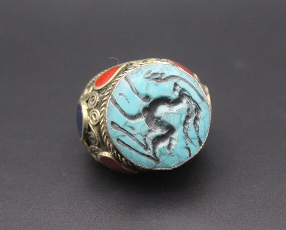 Vintage Afghan Ring, Deer Intaglio Belly Dance Ring, … - Gem