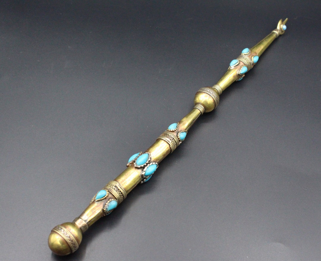 Judaica Torah Pointer, Turquoise Beads Torah Pointer, Long Alpaka Torah ...