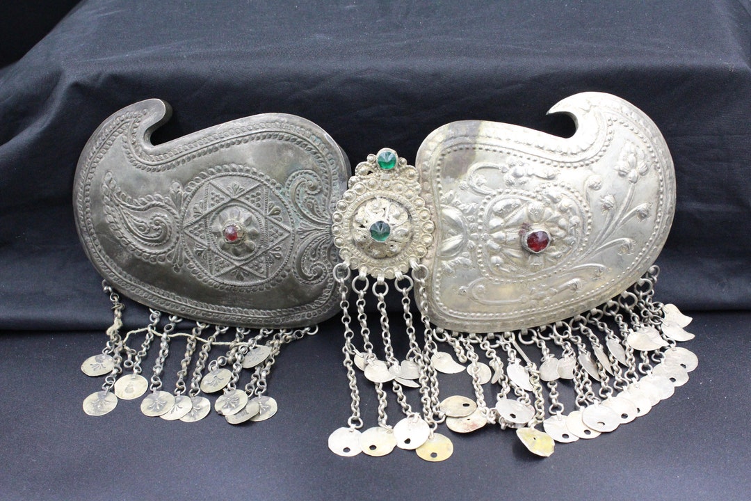 Ottoman Pair Wing Shape Belt Buckle, Turkish Ottoman Tribal Tassels ...