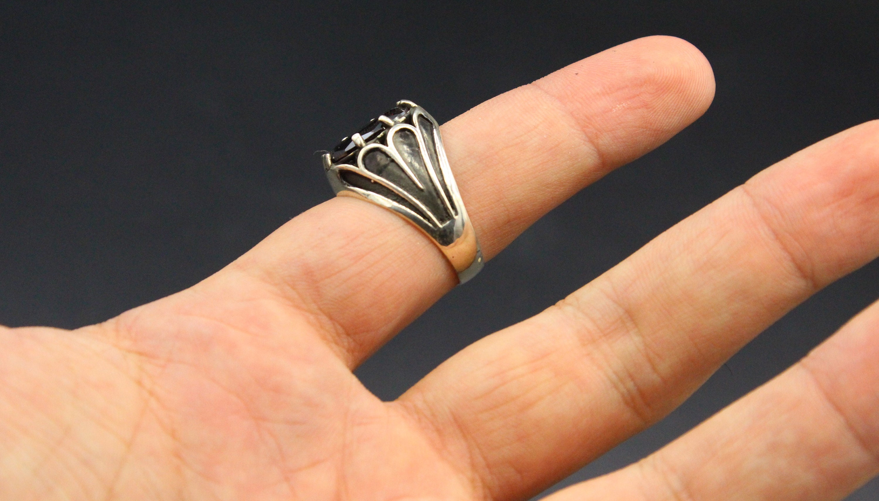 925K Sterling Silver Turkish Quartz Stone Ring Carved - Etsy