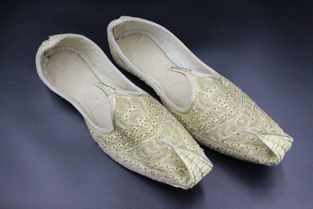 Unisex Wedding Shoe, Aladdin Shoe, Leather Gold Color Shoe, Costume ...