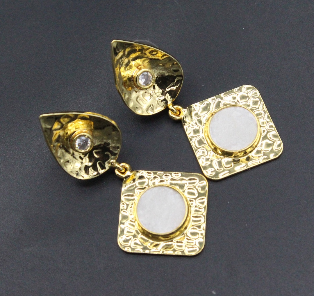 Handcrafted Gold Washed Alpaka Earrings: Turkmen Tribal Dangles - Etsy