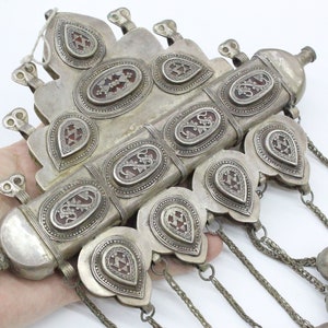 Kazakh Traditional Silver Pendant, Amulet Tumar Ethnic Pendant, Tassels ...