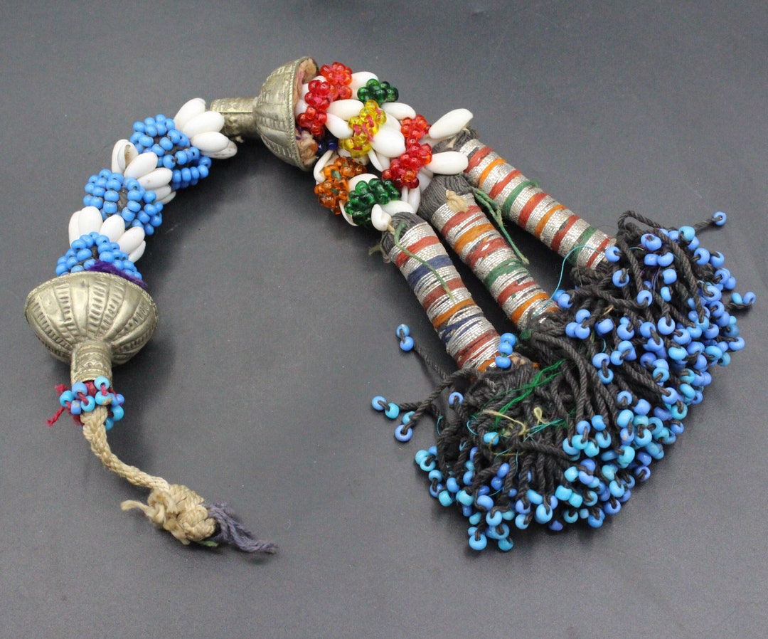 Vintage Afghan Tassels, Kuchi Tribal Colorful Tassels, Beads Mixed ...