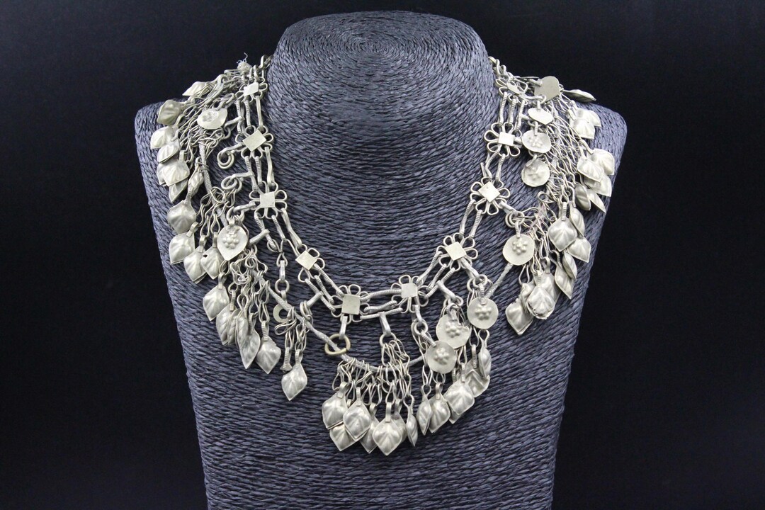 Vintage Afghan Chain Necklace, Tassels Chain Choker Necklace, Costuming ...
