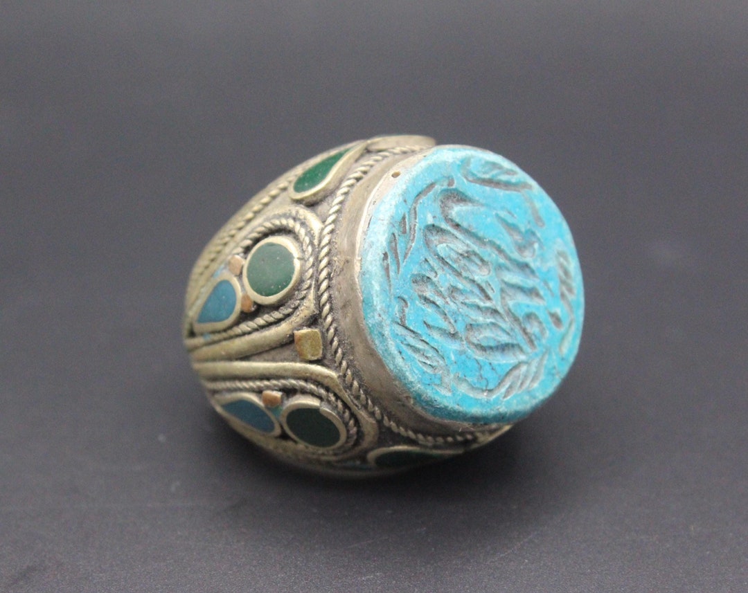 Vintage Afghan Ring, Arabic Scripture Intaglio Belly Dance Ring, Tribal ...