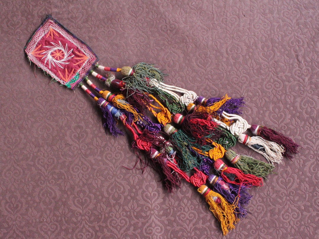 Vintage Afghan Fabric Tassels, Colorful Ethnic Tribal Tassels ...