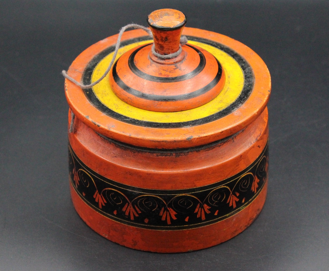 Afghan Spice Box Wooden Dome Lid Box, Tribal Decorative Jar Keepsake ...