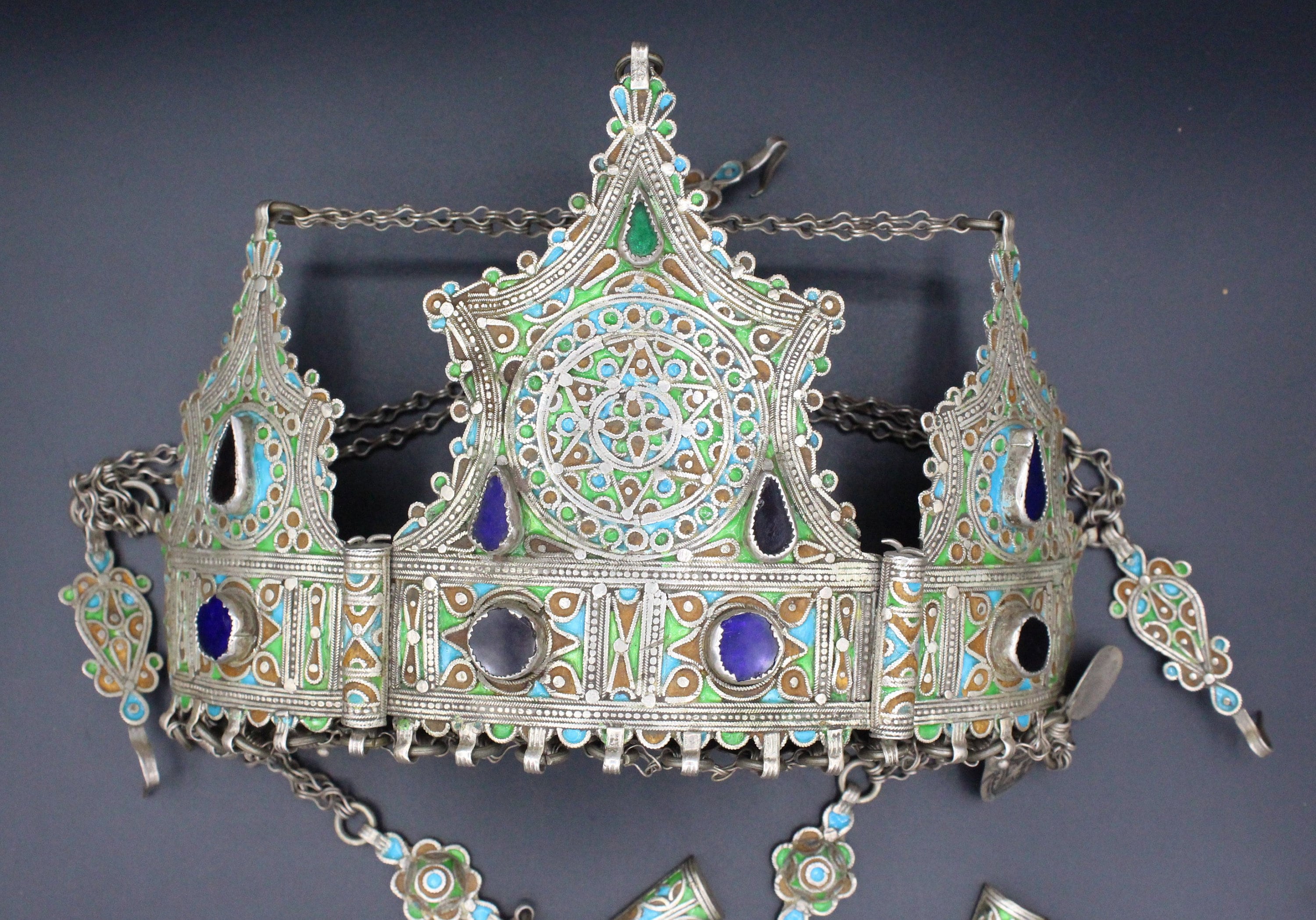 Moroccan Silver Judaica Wedding Crown Enamel Workmanship | Etsy