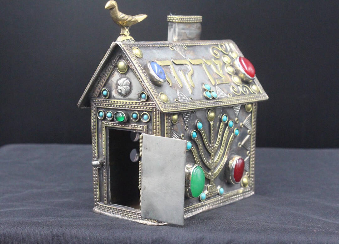 House Shape Tzedakah Money Box Vintage Turkmen Money Box, Colorful ...