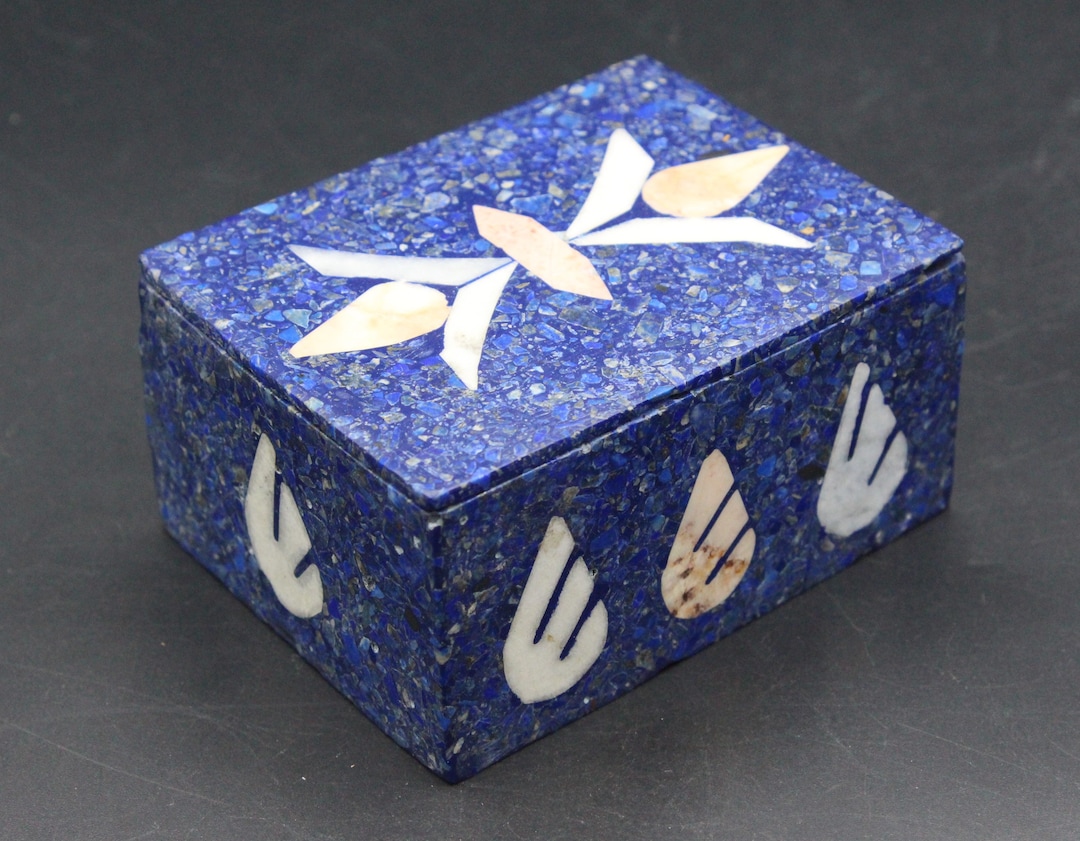 Afghan Traditional Box, Blue Lapis Lazuli Stone Box, Jewelry Box, Gift ...