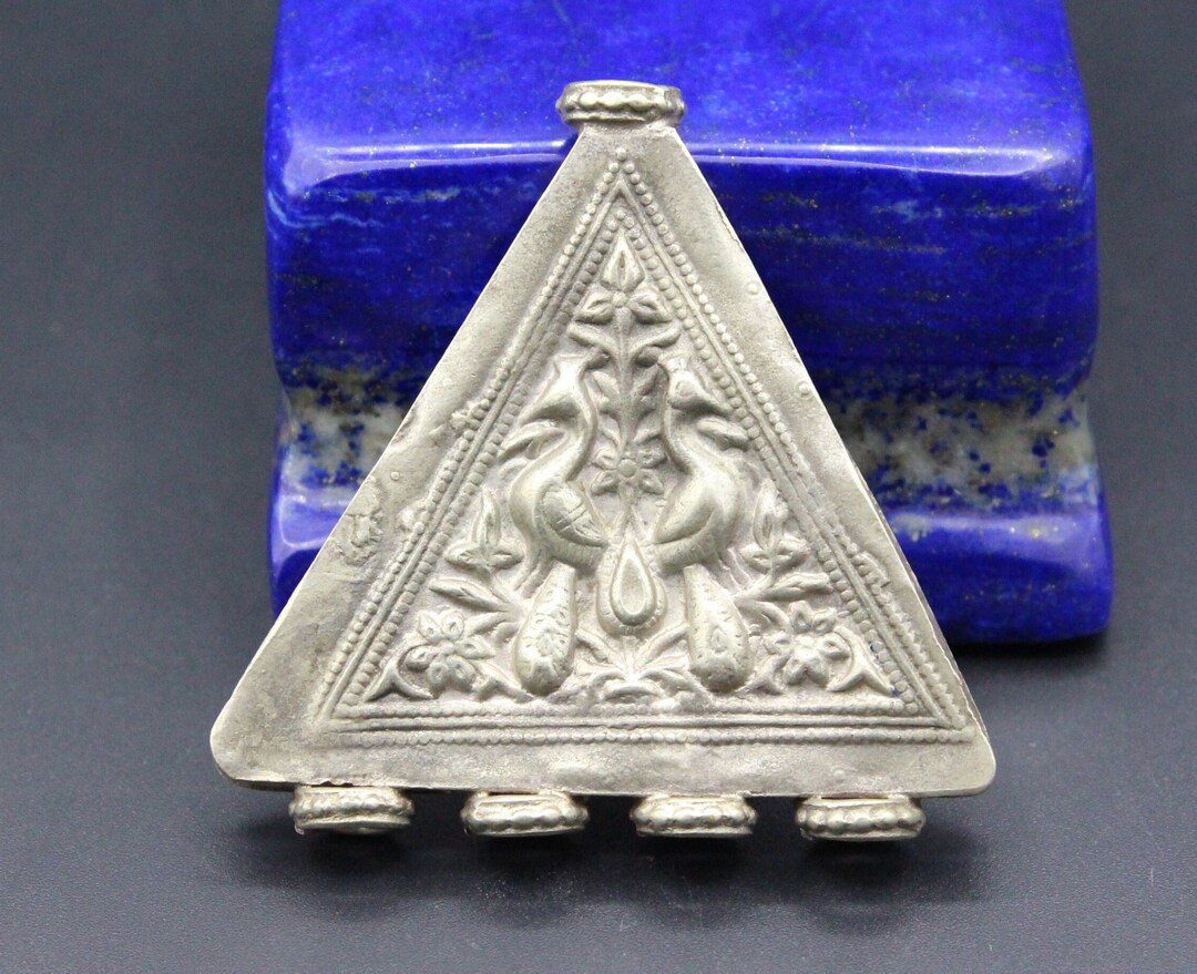 Vintage Afghan Pendant: Handmade Kuchi Bird Carved Alpaka Pendant ...
