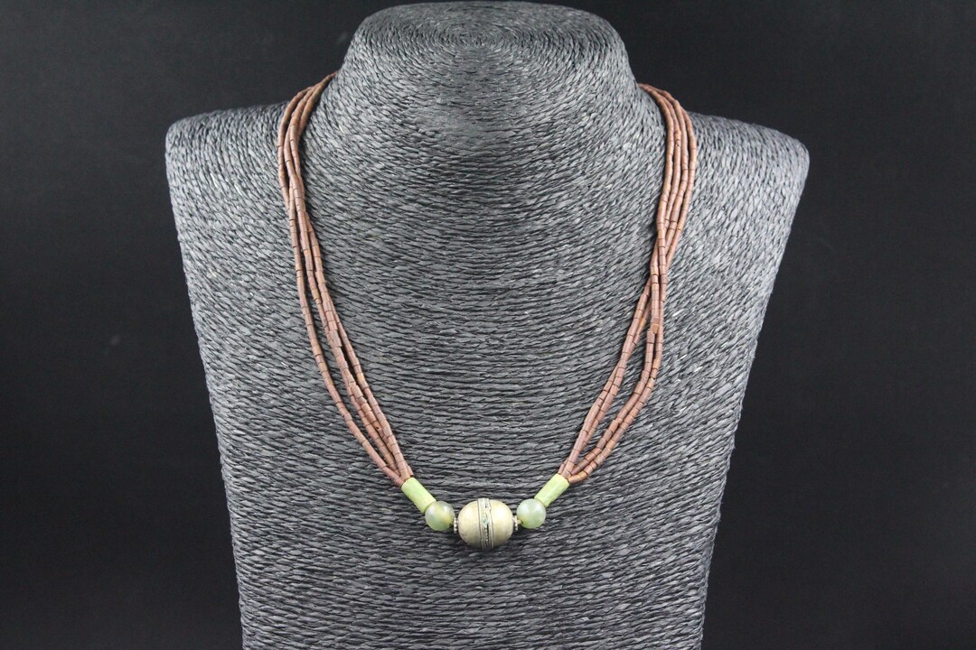 Afghan Bloodstone Kuchi Necklace, Tribal Silver Bead Jewelry Necklace ...