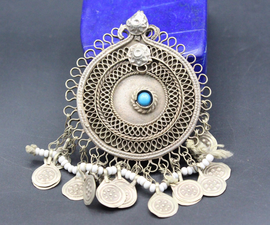 Vintage Afghan Pendant, Tribal Kuchi Boho Pendant, Belly Dance Gypsy ...