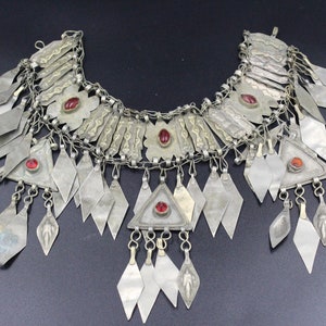 Vintage Turkmen Headpiece, Ethnic Tribal Alpaka Head Jewelry, Glass ...