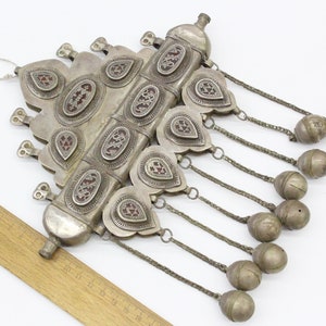 Kazakh Traditional Silver Pendant, Amulet Tumar Ethnic Pendant, Tassels ...