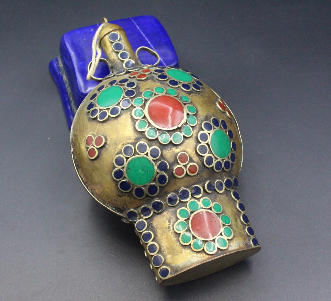 Afghan Traditional Inlay Colorful Beads Box, Vintage Boho Canteen ...