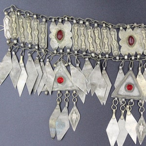 Vintage Turkmen Headpiece, Ethnic Tribal Alpaka Head Jewelry, Glass ...