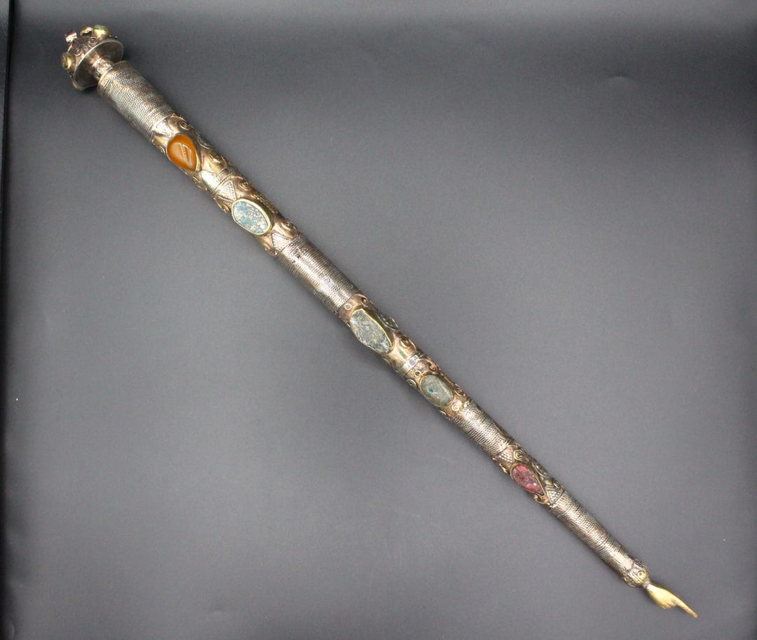 Turkmen Judaica Torah Pointer, Multistones Torah Pointer, Long Alpaka ...