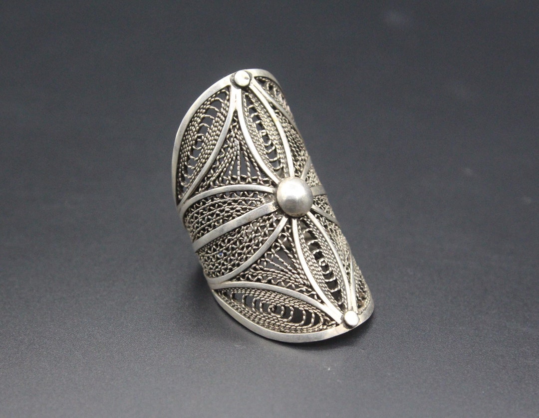 Vintage Moroccan Tuareg 925K Sterling Silver Ring, Talkaari Workmanship ...