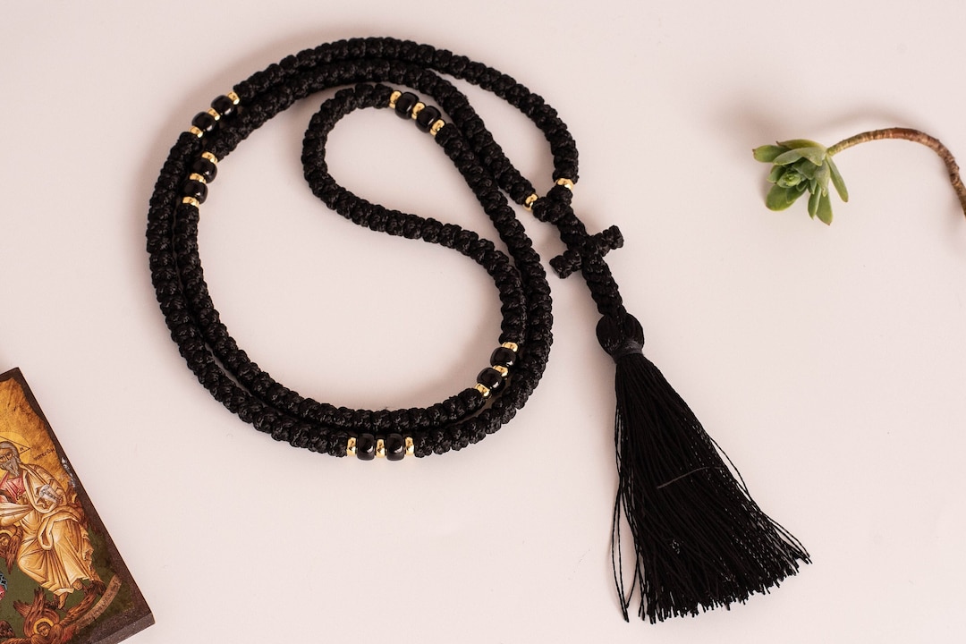 Handmade Black Wool Prayer Rope: Orthodox Chotki With Cross & Tassel - Etsy