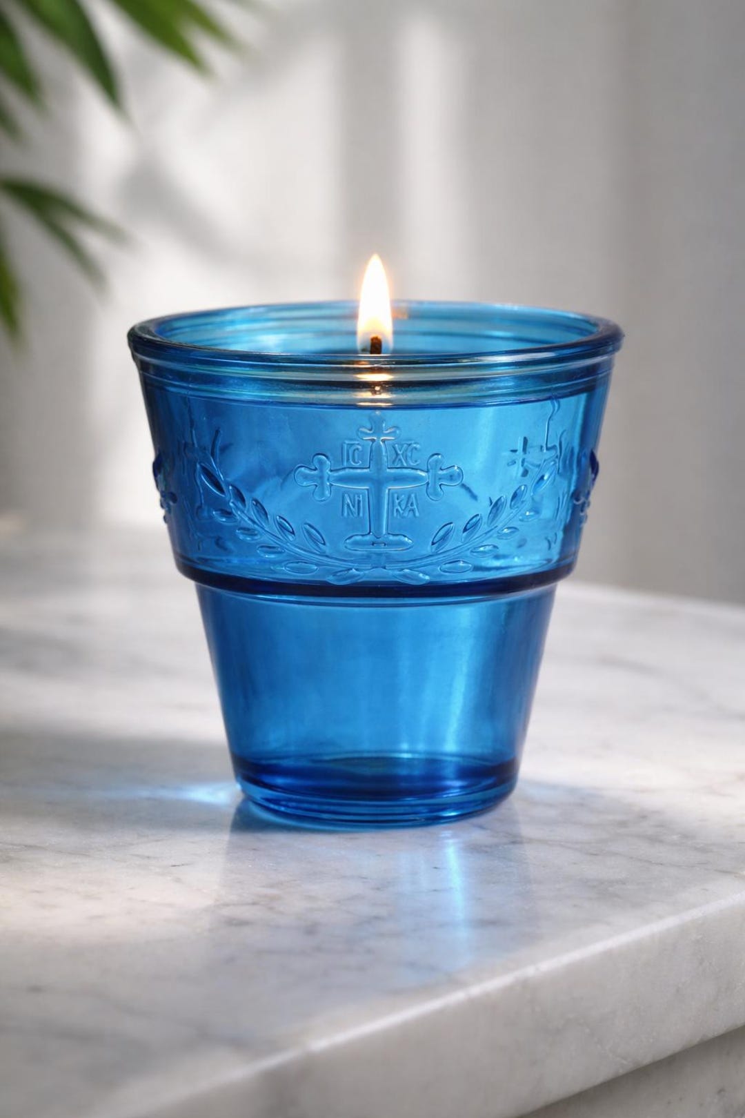Blue Glass Vigil Lamp, Orthodox Oil Candle for Icons - Etsy