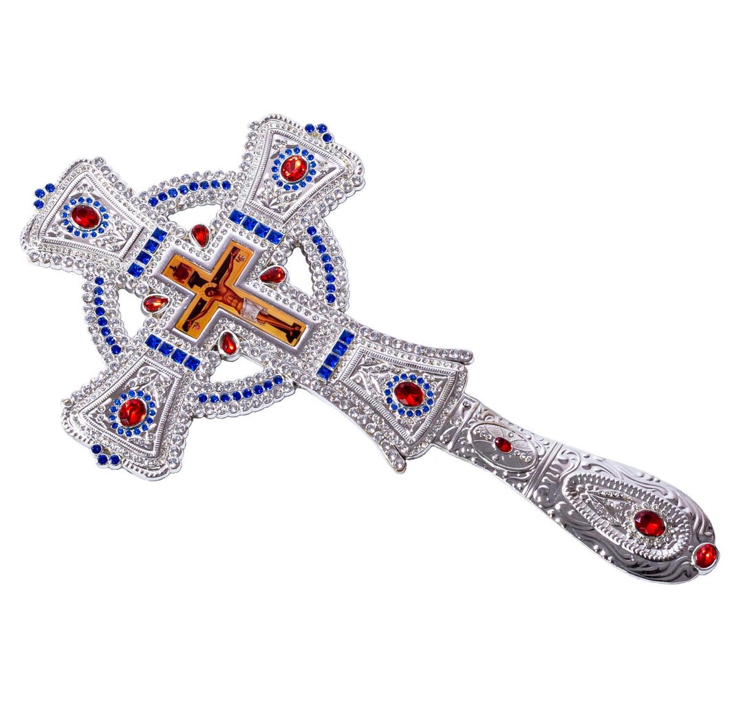 Brass & Copper Blessing Cross: Greek Orthodox Easter Decor (14 Inches ...