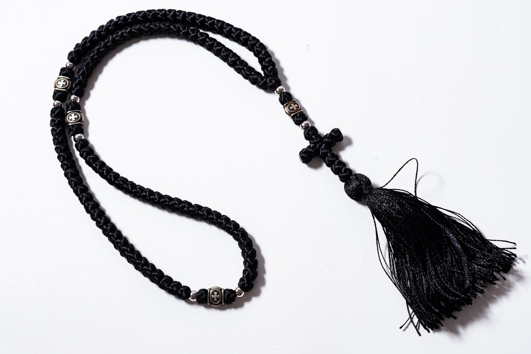 Handmade Black Prayer Rope With Silver Unique Beads, Orthodox Chotki ...
