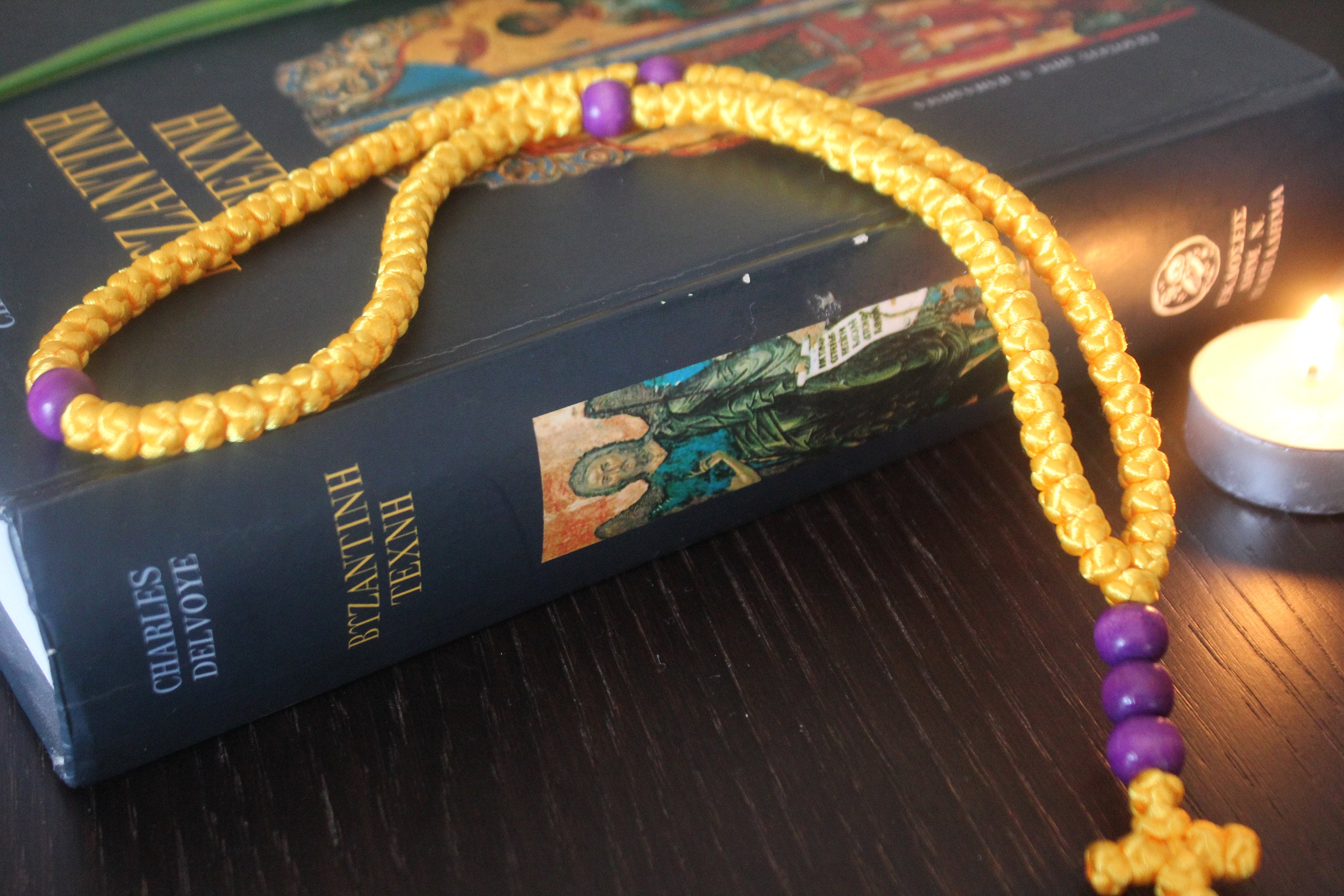 Yellow Prayer Rope, Orthodox Komboskini, Christian Chotki With Purple ...