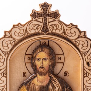 Handcrafted Wooden Icon of Jesus Christ Pyrography Religious Art Plane ...
