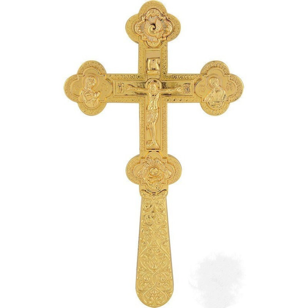 Blessing Hand Cross From Copper and Brass, Orthodox Christian Cross of ...