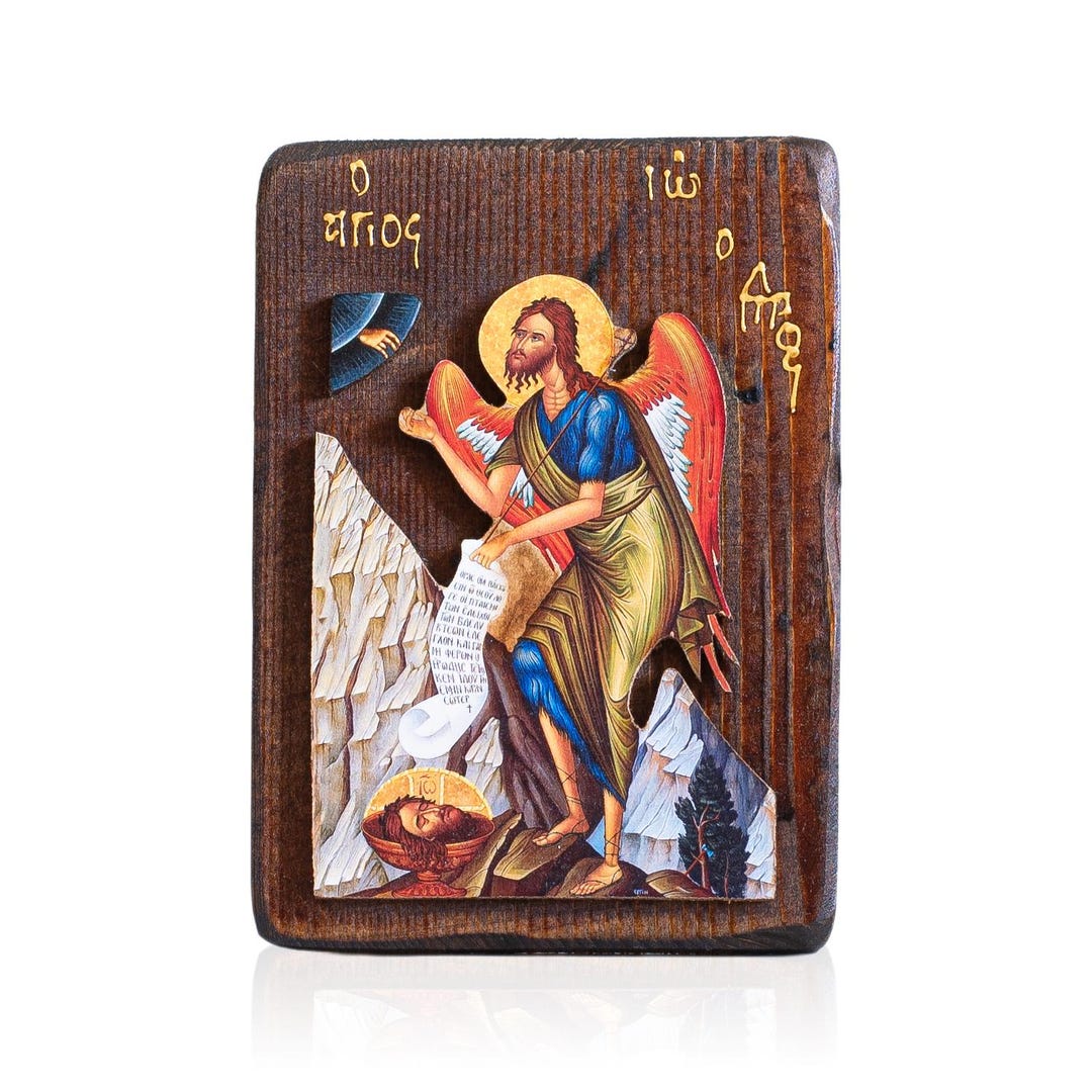 Orthodox Icon of Saint John the Baptist – Lithography on Natural Poplar ...