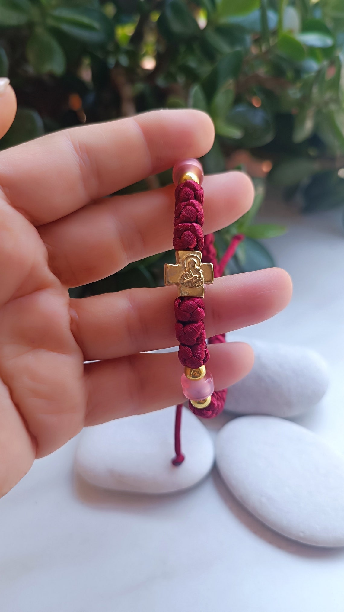 Red Burgundy Peayer Rope Bracelet, Red Religious Jewelry for Hand ...