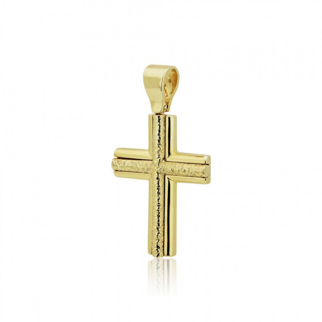 Gold-plated Sterling Silver 925 Baptismal Cross for Boys Sacred Symbol ...