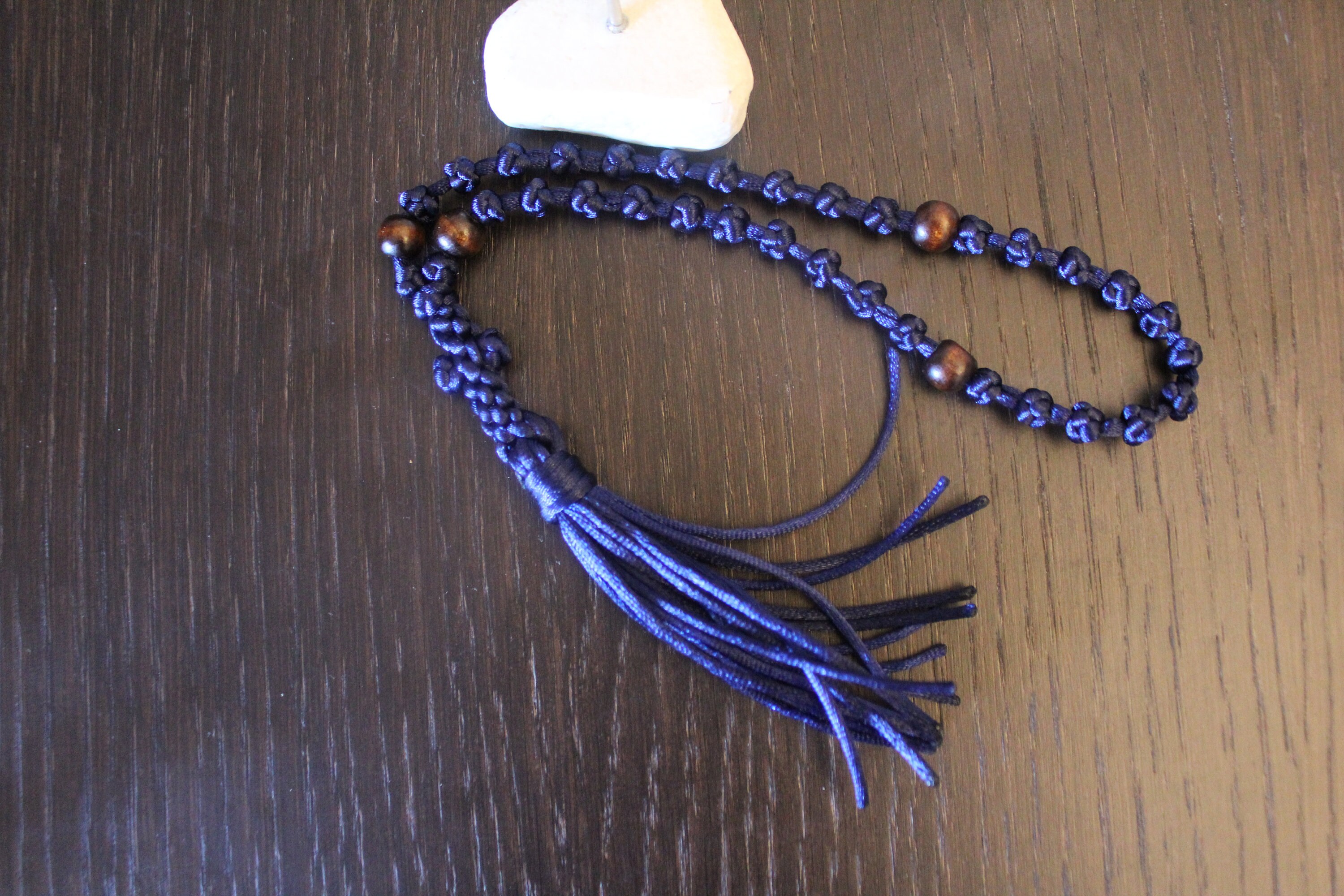 Dark Blue Prayer Rope With Wooden Beads Every 10 Knots Semi - Etsy UK