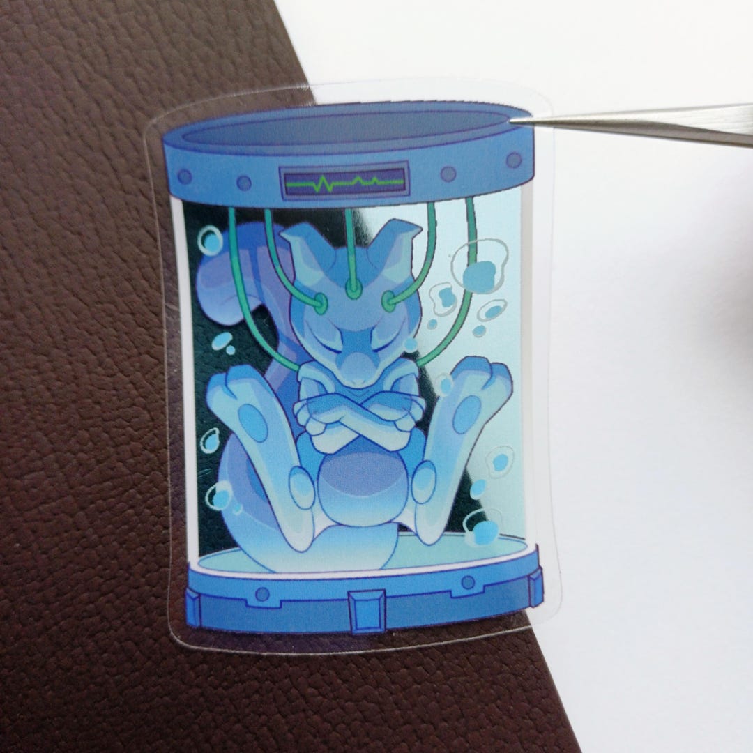 Sleeping Mewtwo | Clear Sticker - Etsy