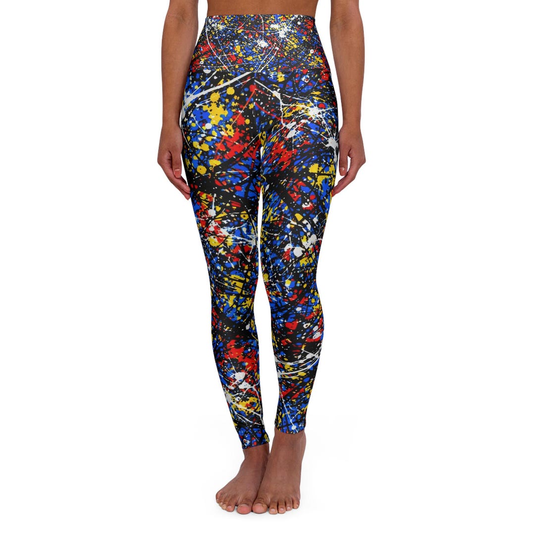 Abstract Paint Splatter Leggings | High Waisted Yoga Leggings | Pollock ...