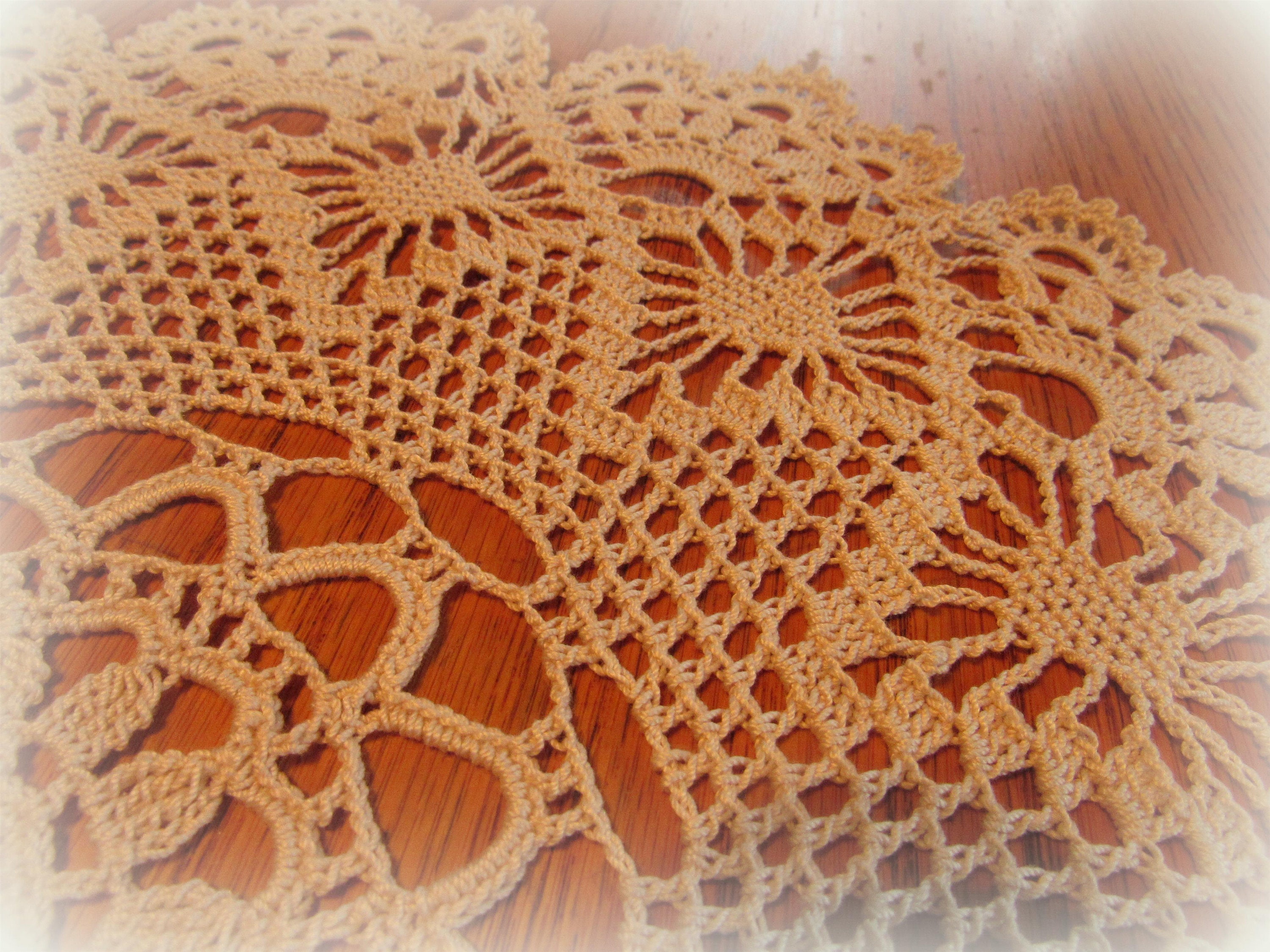 Ecru Star-flower Crochet Doily With Lovely Diamonds and - Etsy