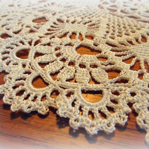 White Star-flower Crochet Doily With Lovely Diamonds and Fans--18-1/2 ...