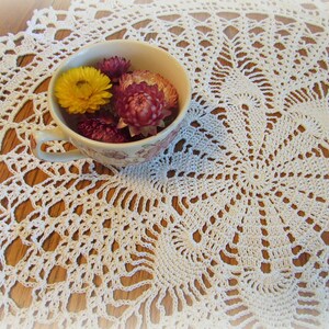 Star-flower Crochet Doily in White or Natural (ecru)--large Doily--21 ...