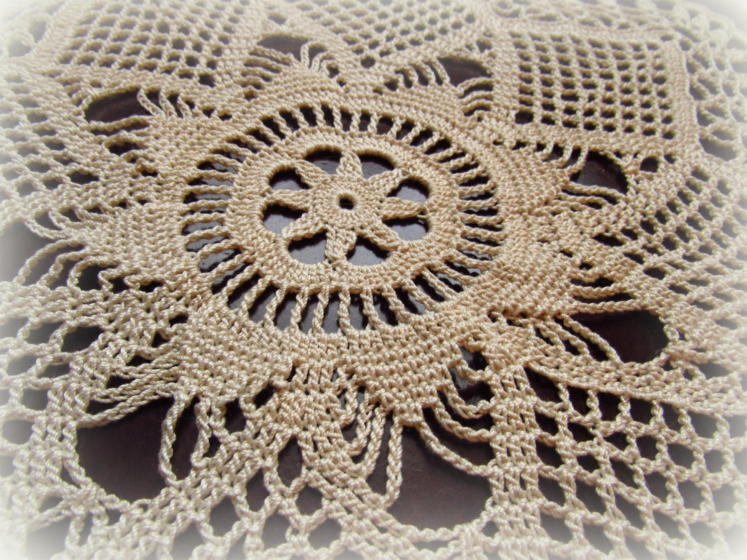 Ecru Crochet Doily--15"--lovely Star-flower - Etsy