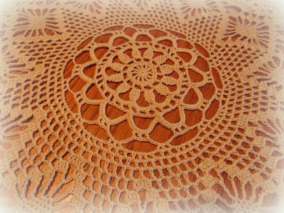 Ecru Star-flower Crochet Doily With Lovely Diamonds and - Etsy